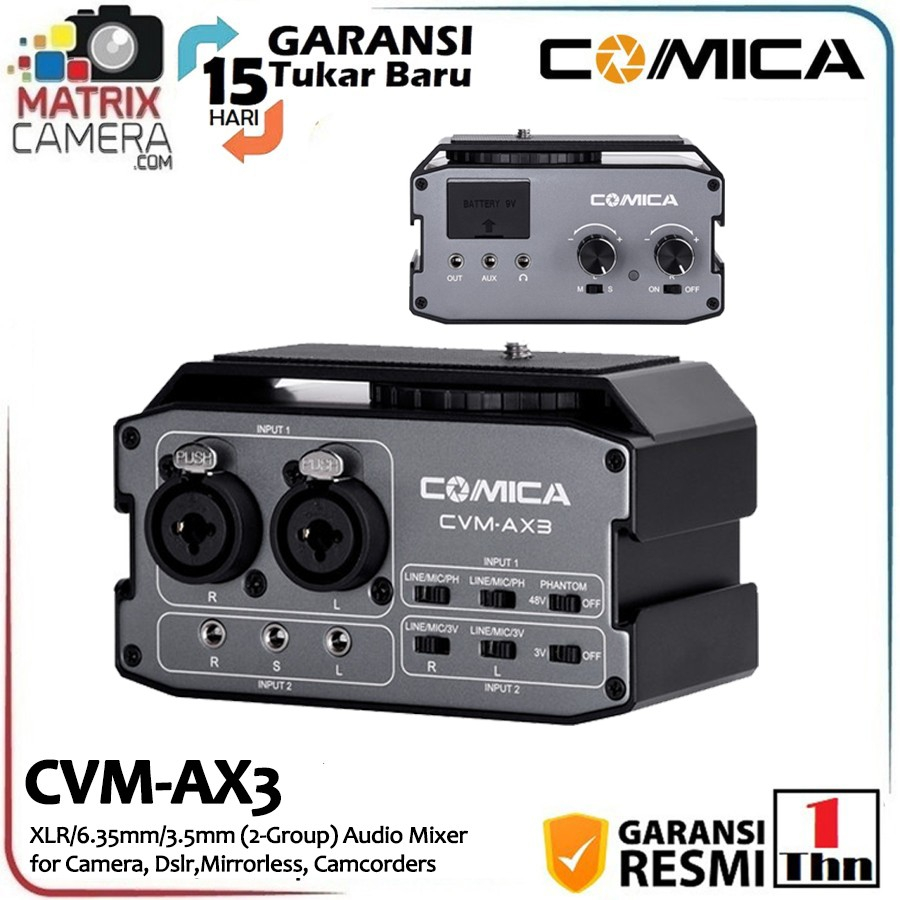 Jual COMICA CVM-AX3 XLR/6.35mm/3.5mm Dual-Channel Audio Mixer for DSLR ...