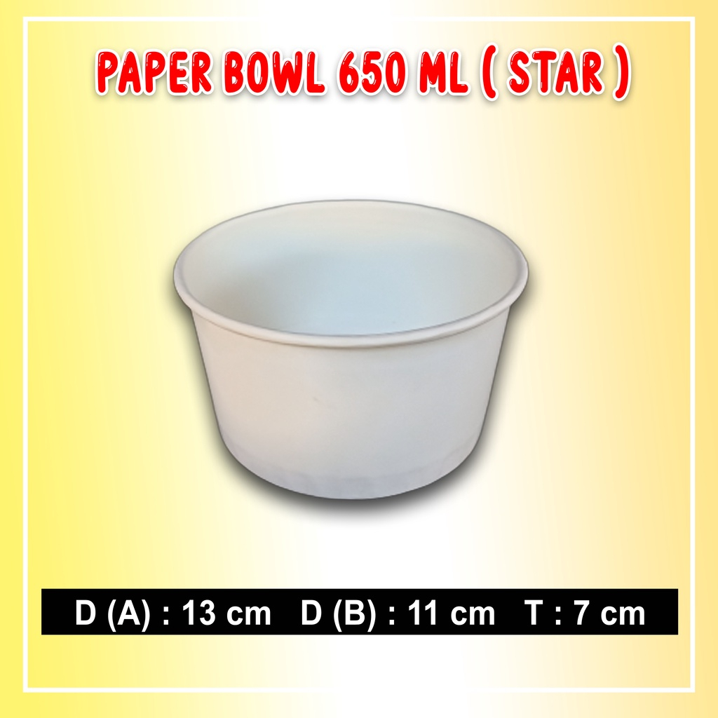 Jual [isi 50pcs] PAPER BOWL 650 ML (STAR) (HY) | Shopee Indonesia