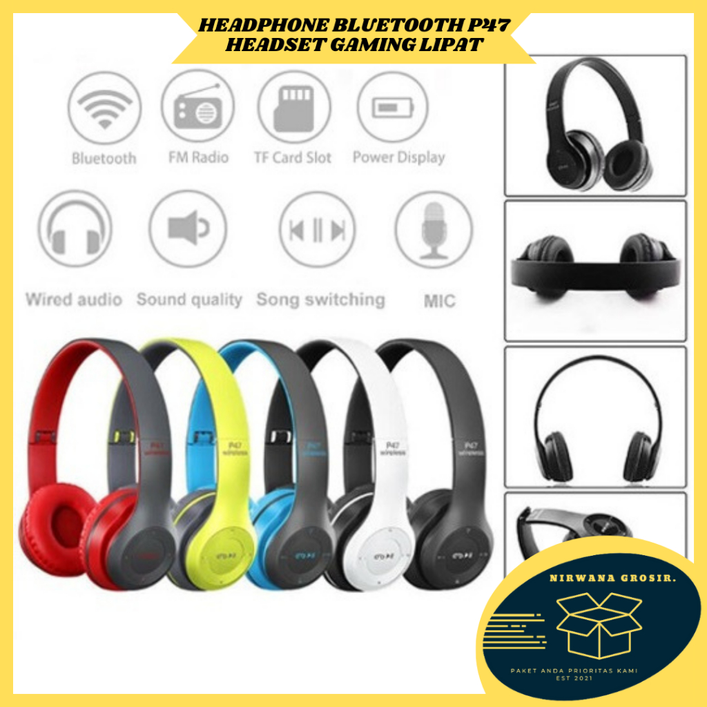Jual NG HEADPHONE BLUETOOTH P47 Headset Bando Gaming Lipat Wireless ...