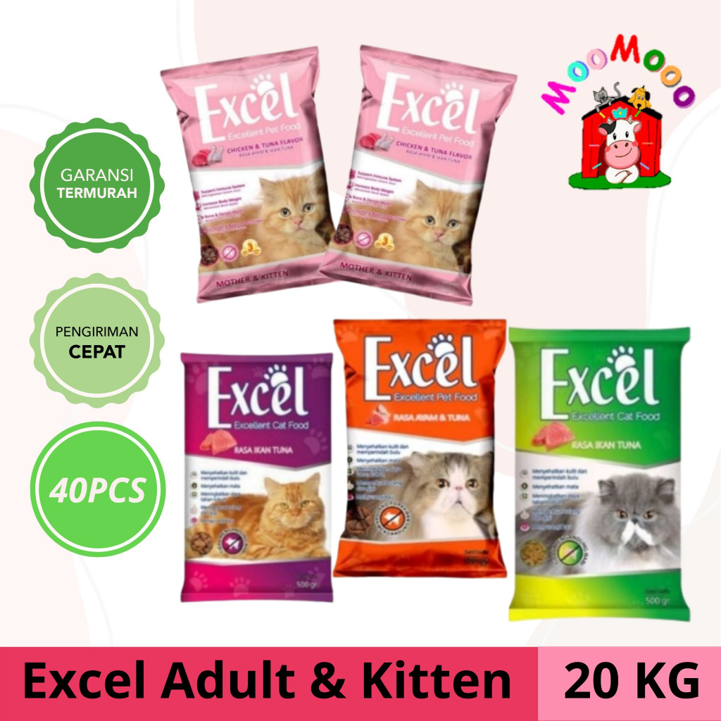 Jual Makanan Kucing Murah Excel 20Kg isi 40 pcs/Pack 500gr Excel All ...