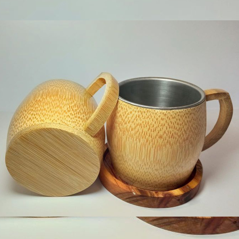 Jual Custom Nama/Logo/Gambar Gelas Cangkir Mug Bambu Stainless Cocok ...