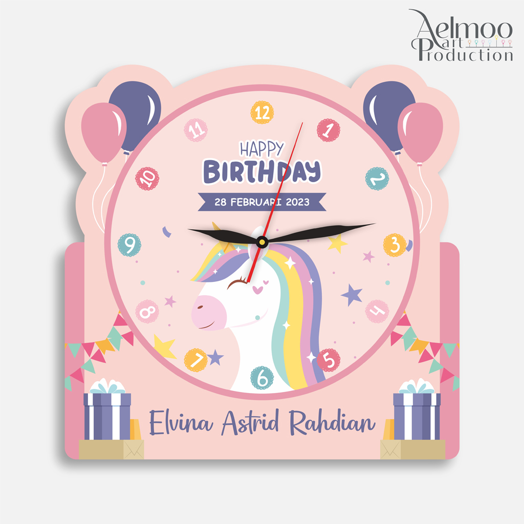 Jual Jam Dinding Unik Happy Birthday Lucu Wall Clock Custom Ulang Tahun ...
