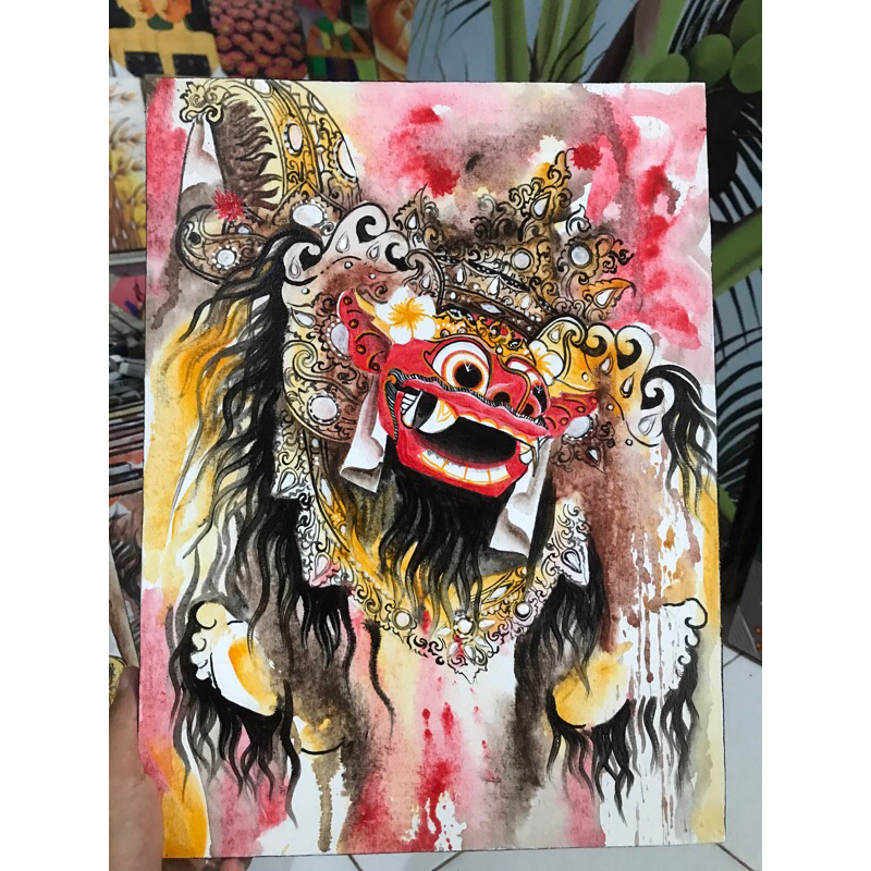 Jual Lukisan Barong Bali, Lukisan Kanvas, Hiasan Dinding Ukuran 30 x 40cm 100% Buatan Tangan ...