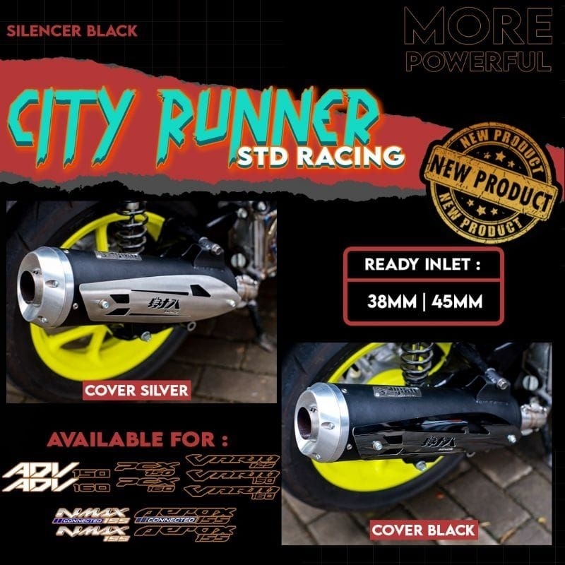 Jual KNALPOT STANDAR RACING SHIJIRO TYPE CITY RUNNER BLACK FOR AEROX N ...