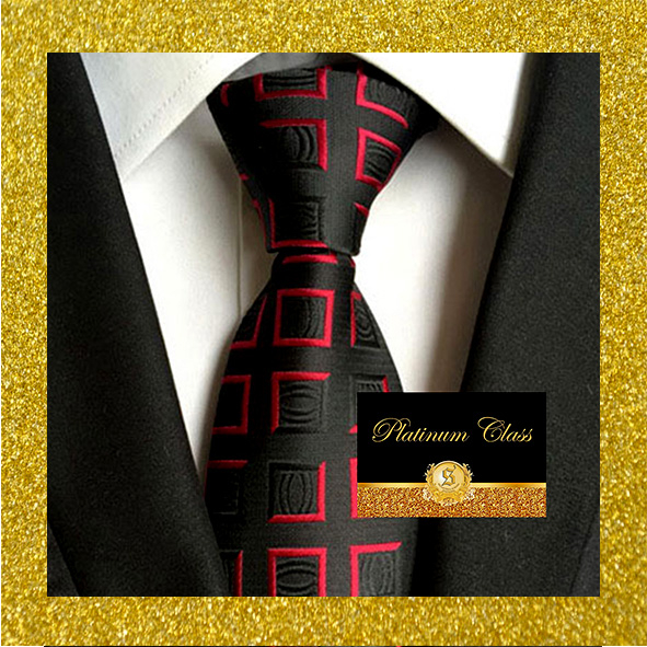 Jual Dasi hitam kombinasi merah maroon geometric tebal platinum class ...