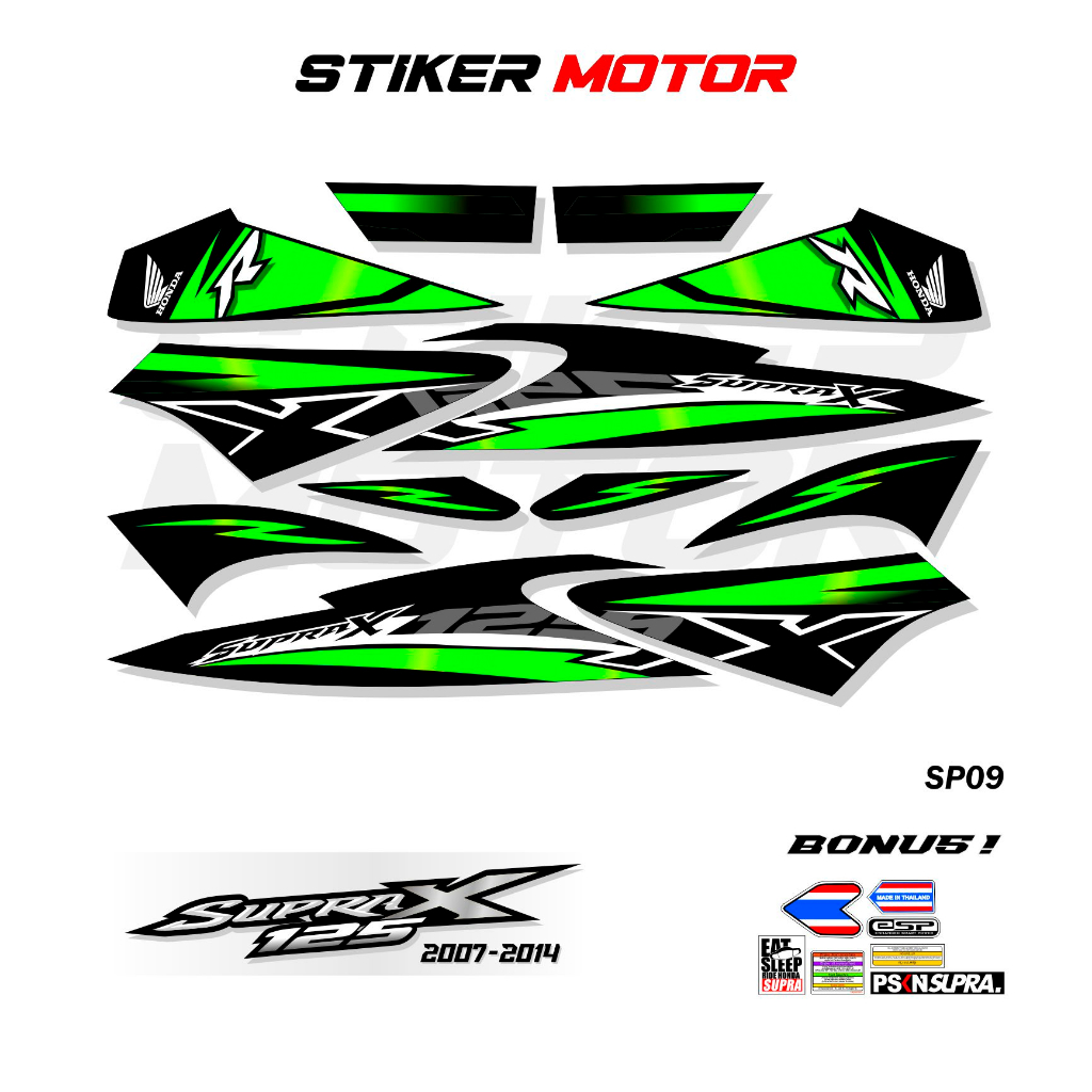 Jual SP09 STRIPING SUPRA X 125 KARBU LAMA MOTIF VARIASI RAINBOW COLOR ...