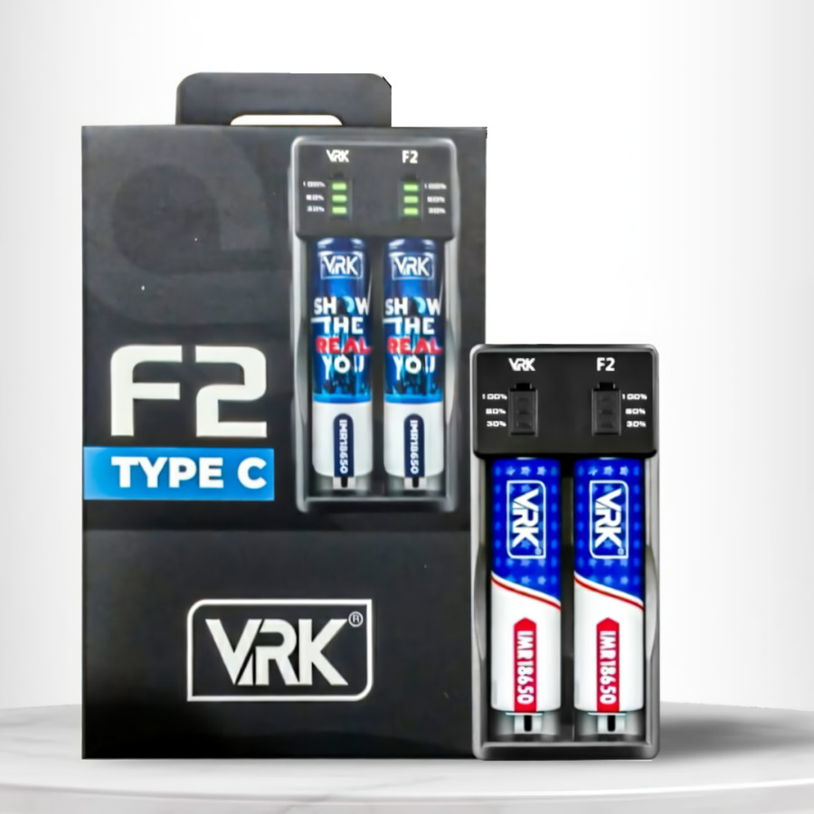 Jual VRK F2 Battery Charger Type C 2 Slot For 18650 21700 26650 Cas ...