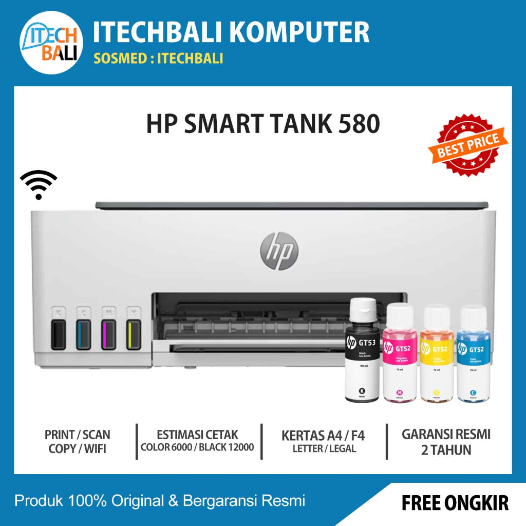 Jual Printer HP Smart Tank 580 Print Scan Copy Wi-Fi | ITECHBALI ...