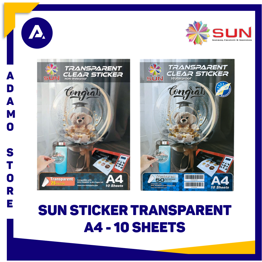 Jual Kertas Sticker Transparan Sun Transparent Sticker Paper A4 10 ...
