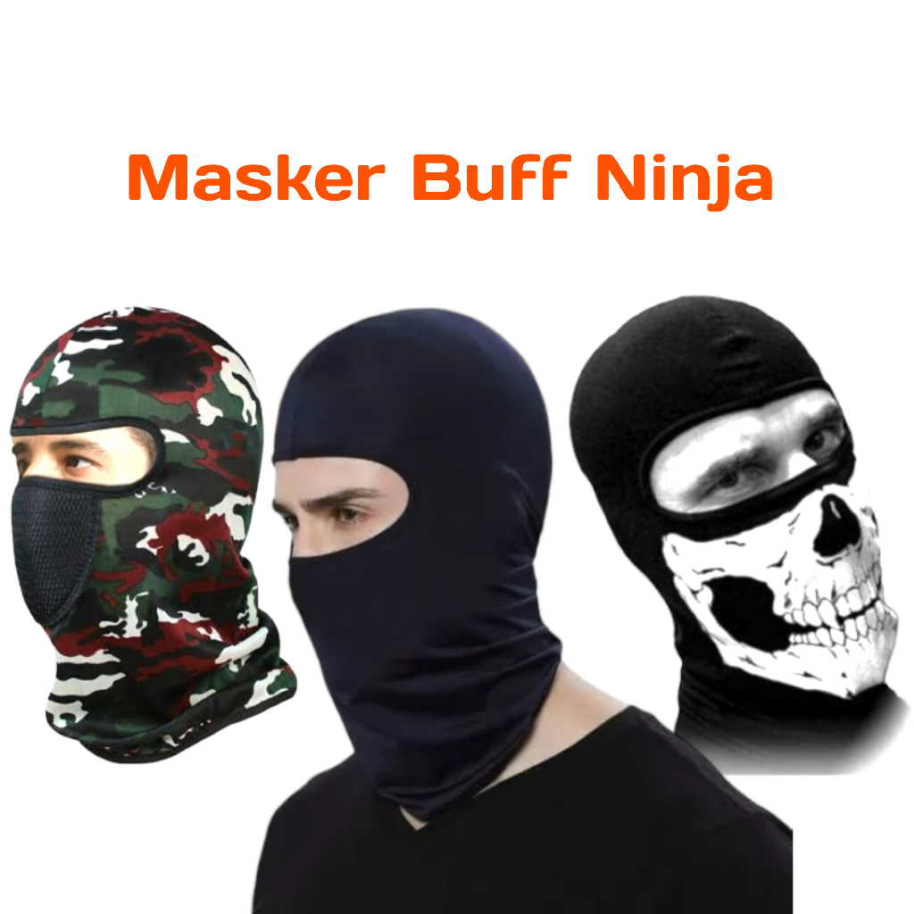 Jual Masker Baf Ninja Full Face Balaclava Masker Baff Motor Hitam Polos ...
