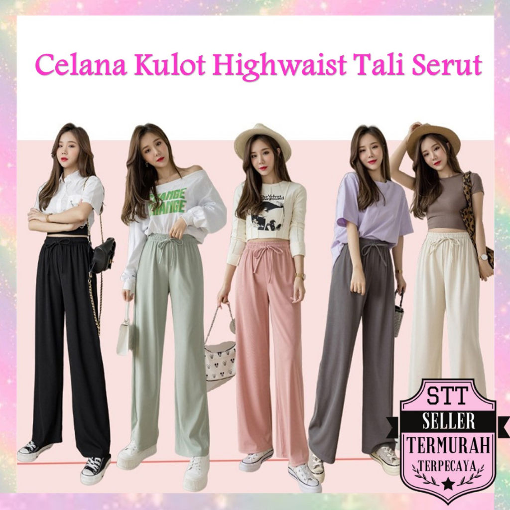 Jual STT Korean Long Pants 6816 Celana Kulot Wanita Murah Kulot Knit ...