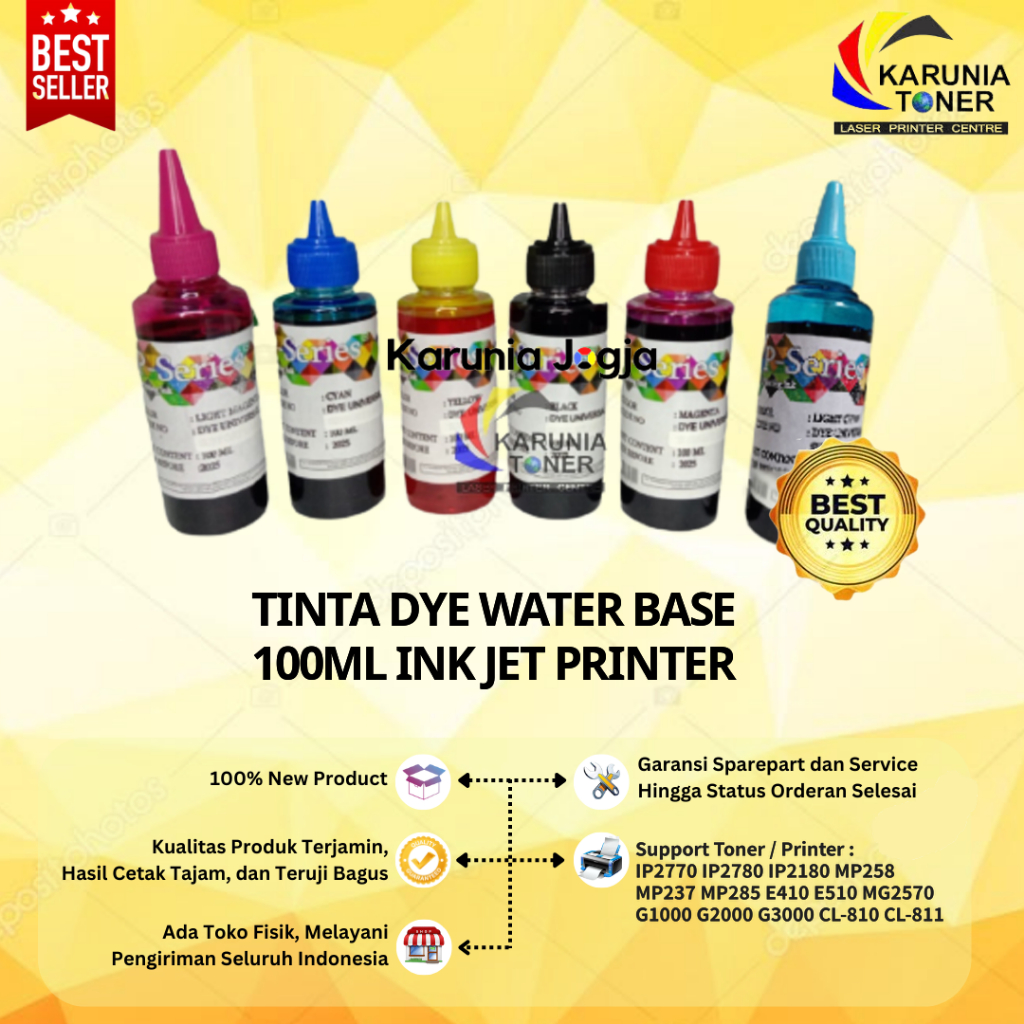 Jual Tinta Dye 100 ml L210 L360 IP2770 CMYK P-Series | Shopee Indonesia