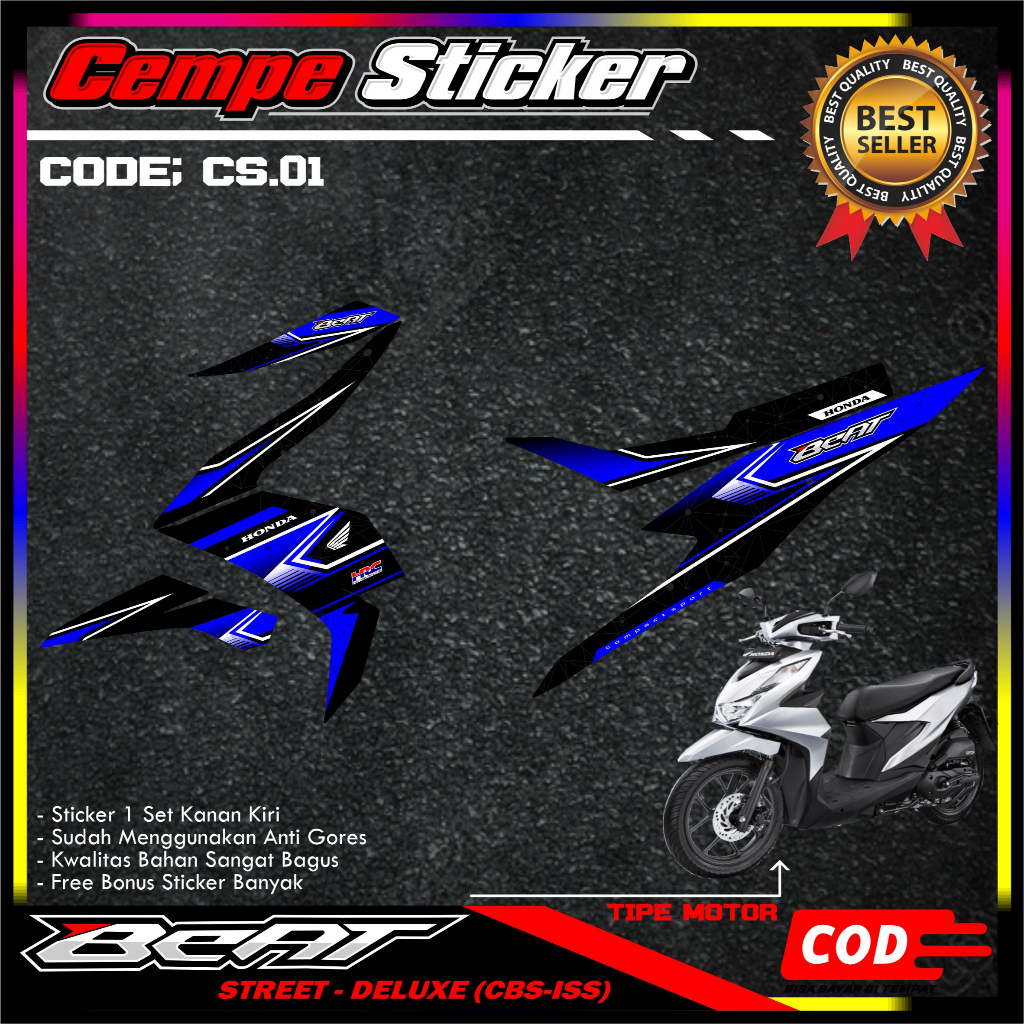 Jual Stiker Lis Variasi Beat Deluxe - street ( CBS - ISS ) Decal ...