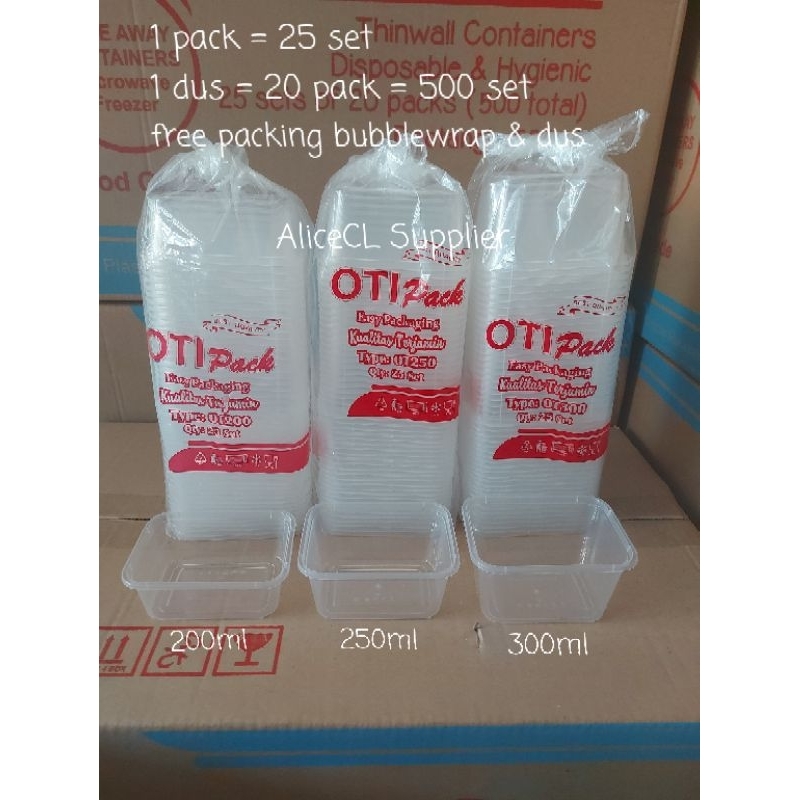 Jual Thinwall Rectangle Kotak Makanan Plastik 200ml 250ml 300ml 25