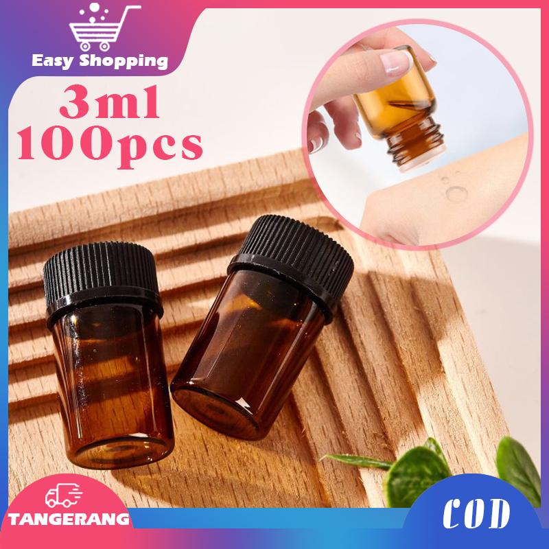 Jual 100pcs Botol Kaca Amber 3ml Botol Drop Kaca Botol Essential Oil ...
