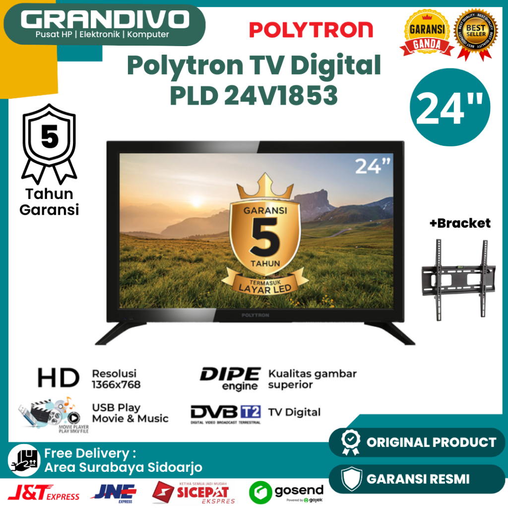 Jual TV Digital Polytron 24Inch PLD 24V1853 24 V1853 Garansi Resmi ...