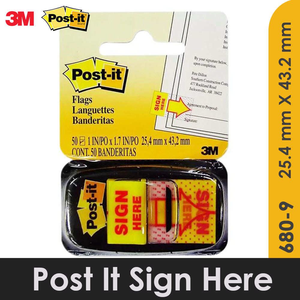 Jual Myhomey 3M Post-It Sign Here 680-9 Sticky Note Memo | Shopee Indonesia