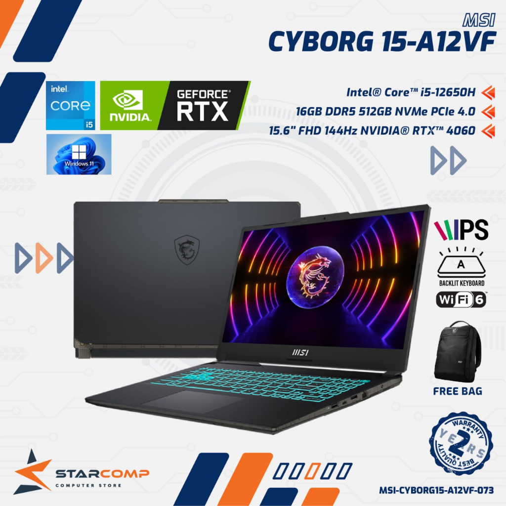 Jual MSI Cyborg 15 A12VF i5-12450H 16GB 512GB RTX4060 15.6" FHD 144Hz ...