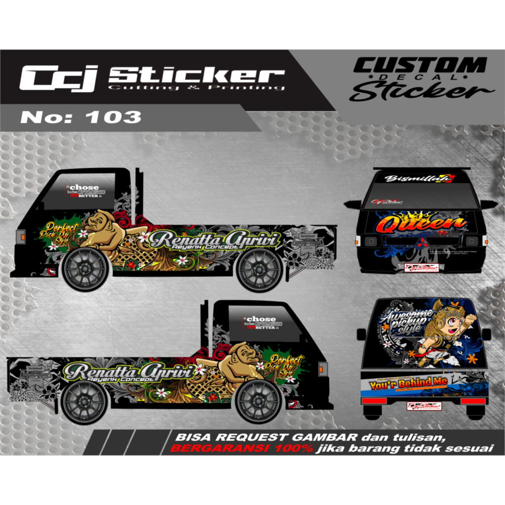 Jual Decal stiker mobil pick up sticker mobil L300, Granmax, T120ss ...