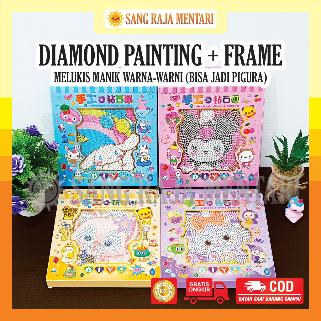 Jual Sticker Diamond Painting Kit Dapat Bingkai Frame 18x18 cm | Stiker DIY Melukis Manik Beads ...