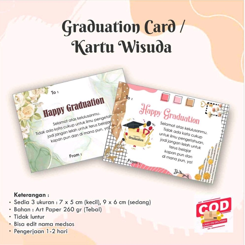 Jual [40 pcs] GRADUATION CARD / KARTU UCAPAN WISUDA / SELAMAT WISUDA ...
