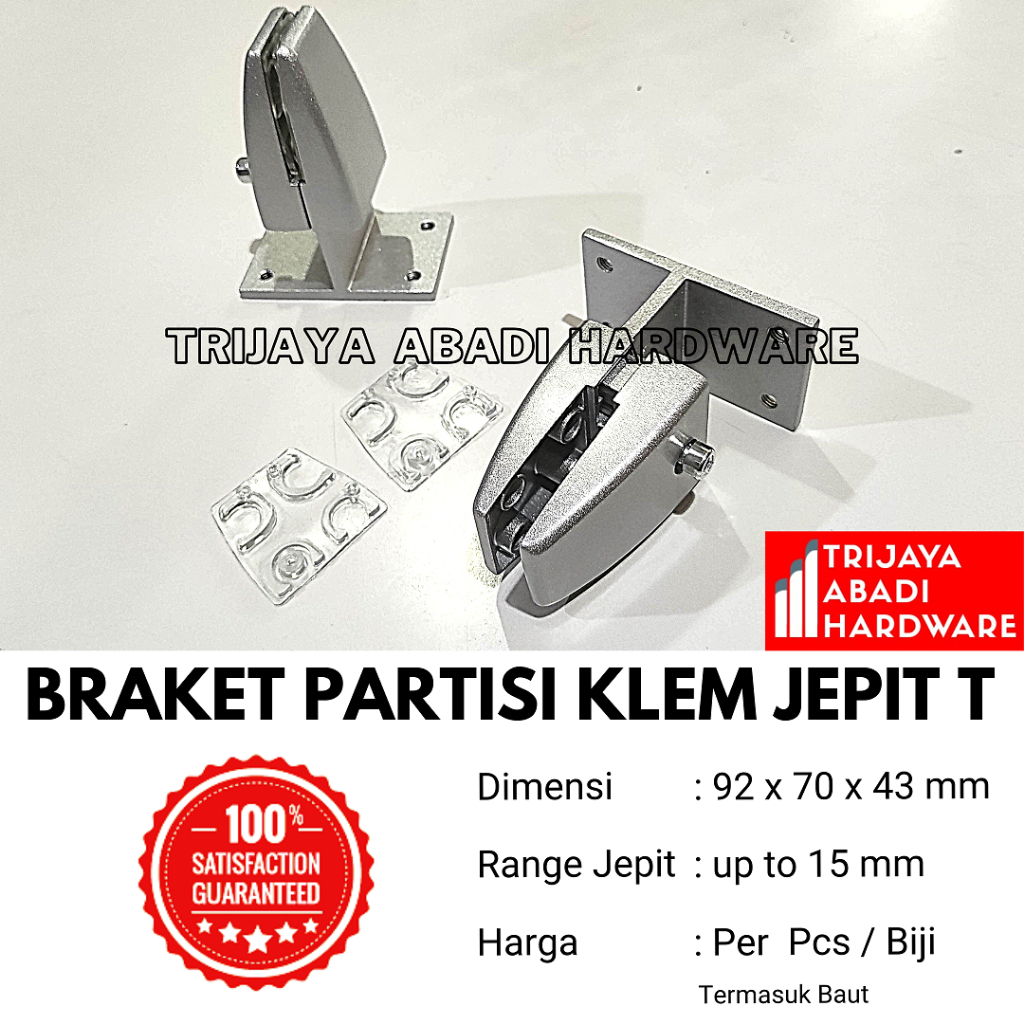 Jual Braket Partisi T Meja Kantor Klem Jepit Kaca Akrilik Kayu Batas ...