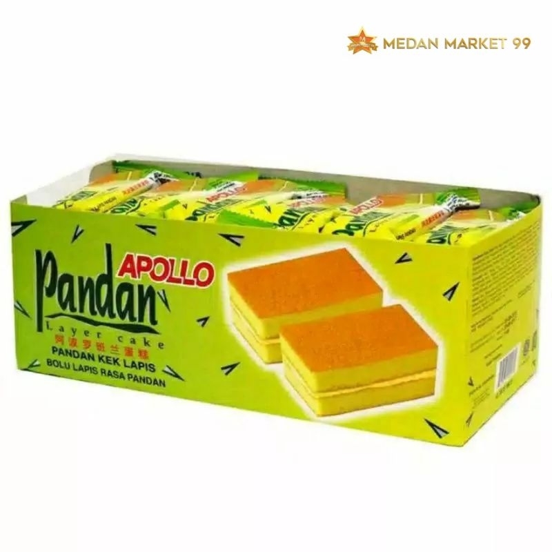 Jual APOLLO LAYER CAKE BOLU LAPIS RASA PANDAN 1 BOX isi 24 PCS/ APOLLO ...