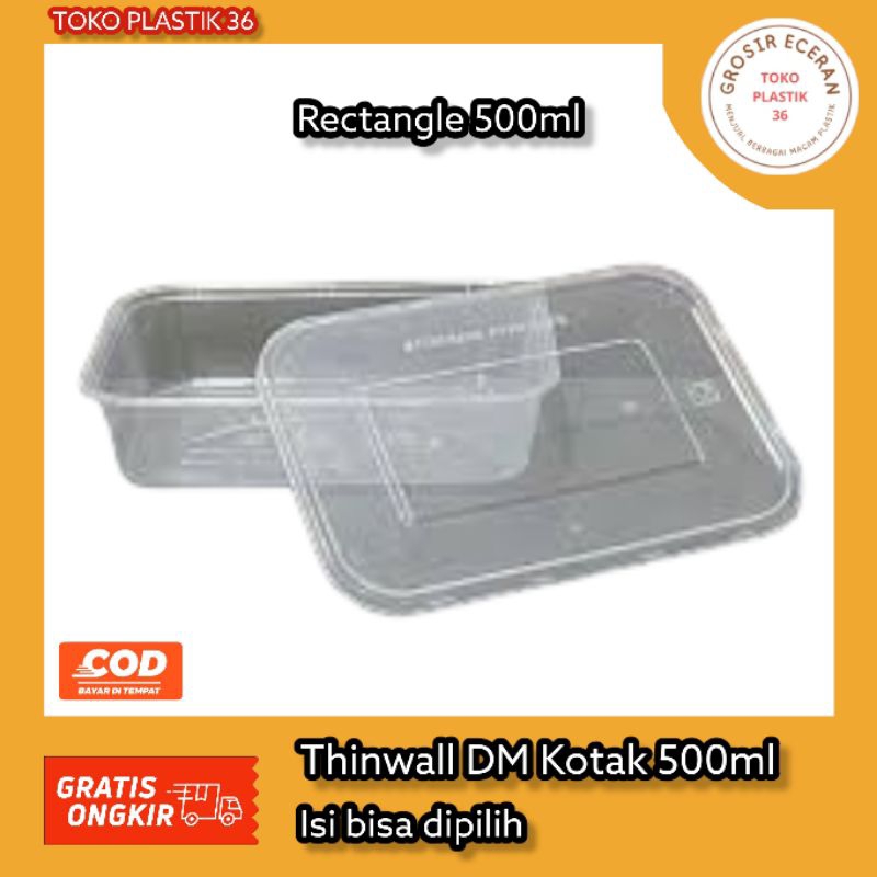 Jual Thinwall DM Container 500ml Kotak Rectangle ( MERK RANDOM ) isi ...