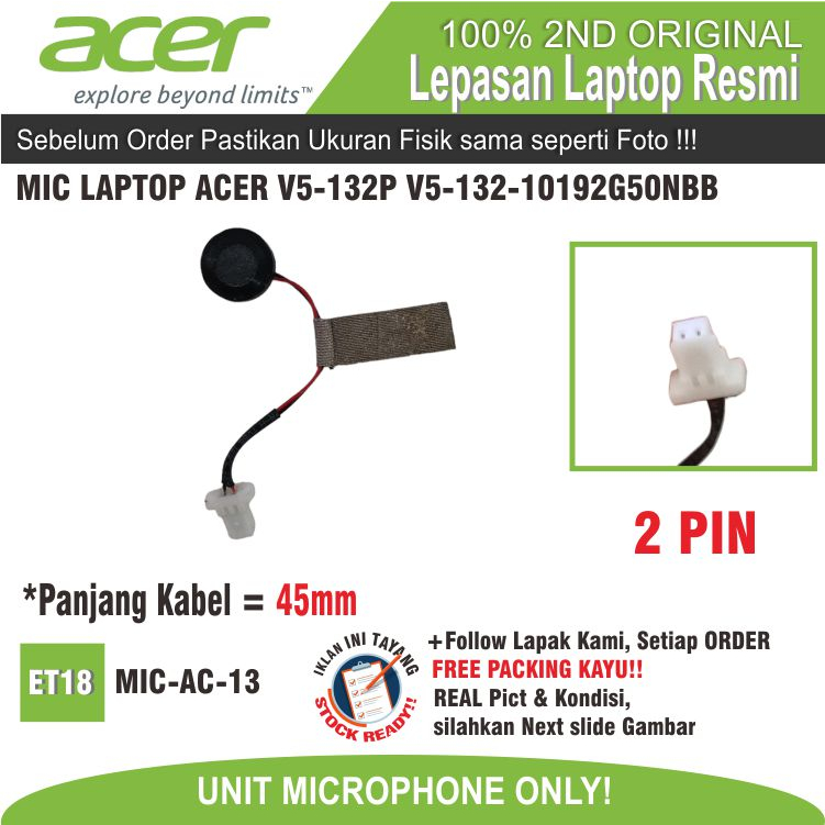 Jual ET18 MIC-AC-13 Microfone MIC INPUT AUDIO SUARA NETBOOK NOTEBOOK LAPTOP ACER V5-132 V5-132P ...