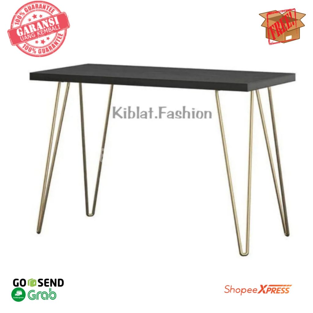 Jual Meja Lesehan Tamu Hitam Kaki GOLD 80x40 Tinggi 70cm / Meja Kamar ...
