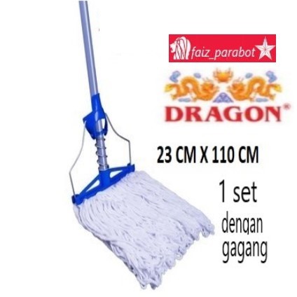 Jual LAP MOP PEL JEPIT BESI DRAGON LEBAR PEL 22 CM GAGANG 110 CM 1 SET ...