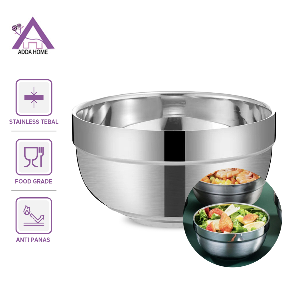 Jual Mangkok Korea Stainless Steel Tebal Dua Lapis Anti Panas | Shopee ...