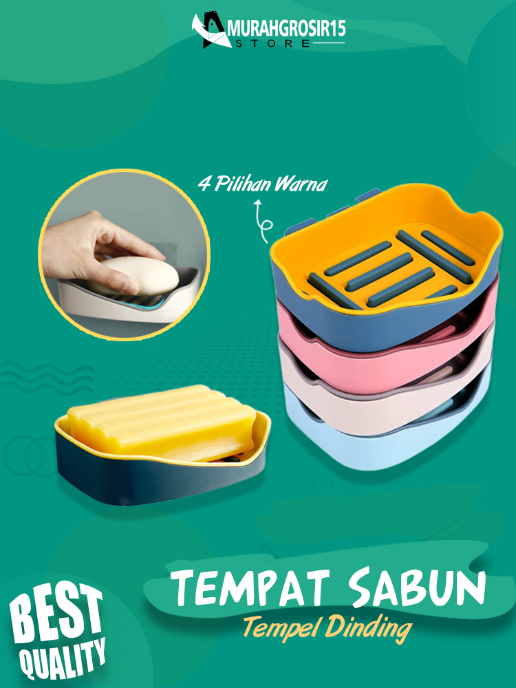 Jual Kotak Sabun Kamar Mandi Tempat Sabun Tempel Dinding Drain Soap Box ...