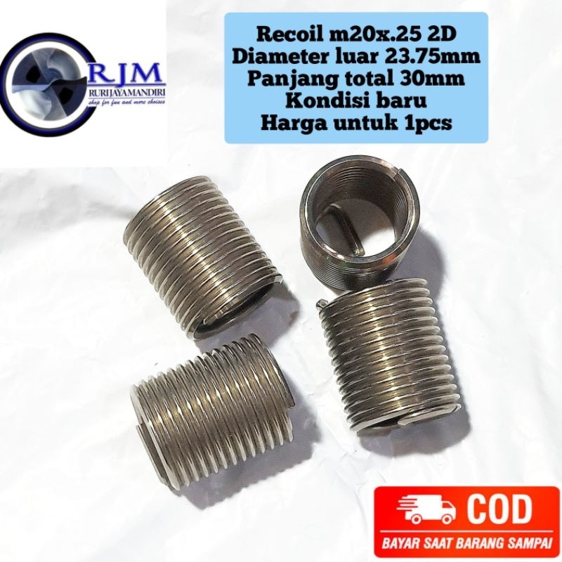 Jual recoil helicoil m20x2.5 type 2D cocok untuk reparasi baut slek ...