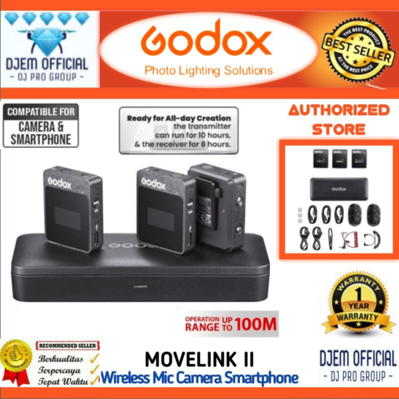 Jual Godox MoveLink II M2 2.4GHz Compact Digital Wireless Microphone ...