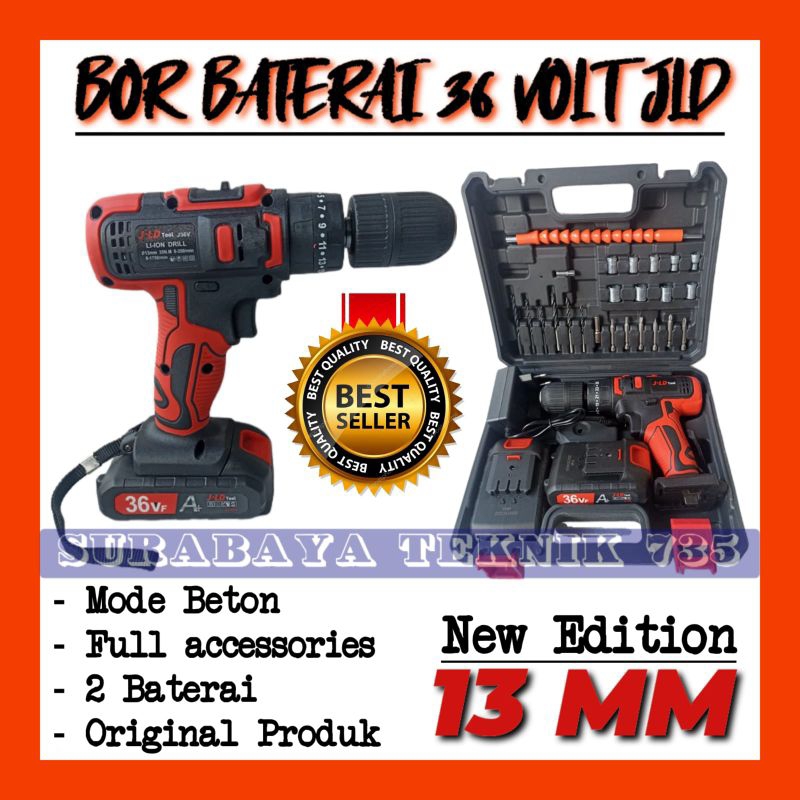 Jual Bor Baterai bor cas bor Cordless JLD 13 MM 36 VOLT 1A impact drill ...