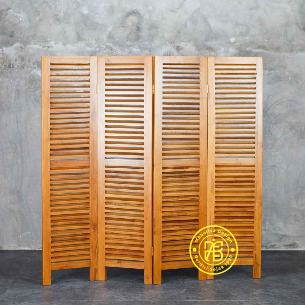 Jual Sketsel Lipat Minimalis Pembatas Ruangan Kayu Jati 4P | Shopee ...