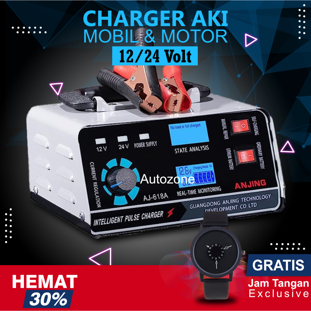 Jual Charger Aki Mobil Motor Otomatis Auto On Off 400W 12V/24V 400Ah ...
