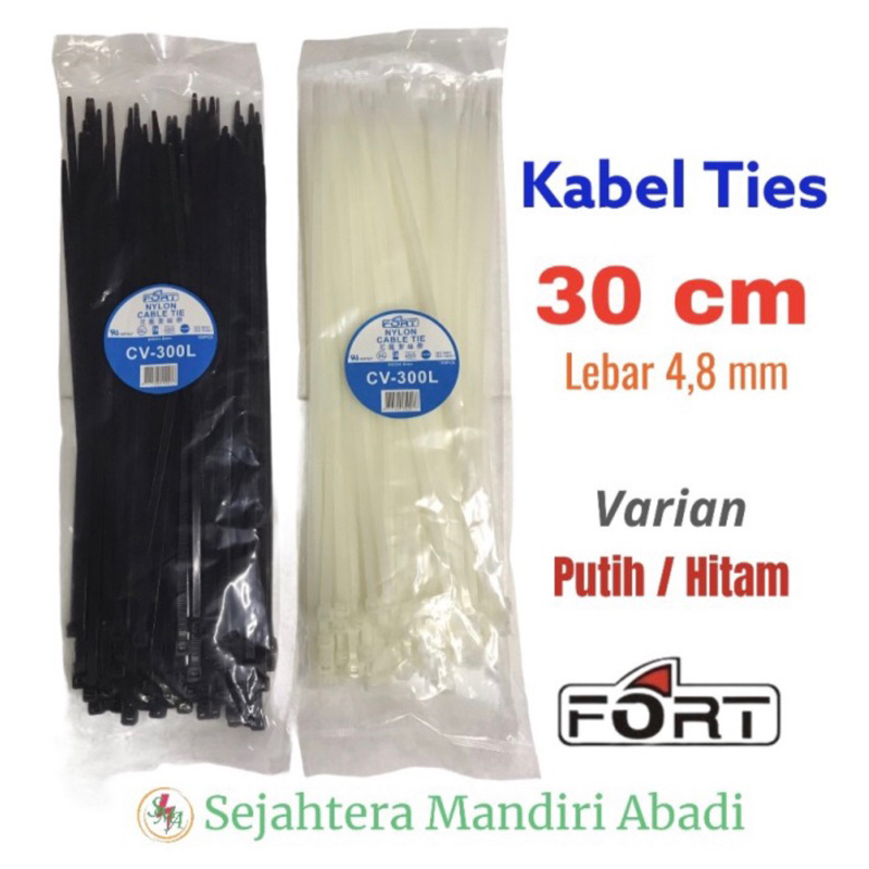 Jual Kabel Ties 30cm Lebar 4,8mm Varian Putih / Hitam Fort | Shopee ...