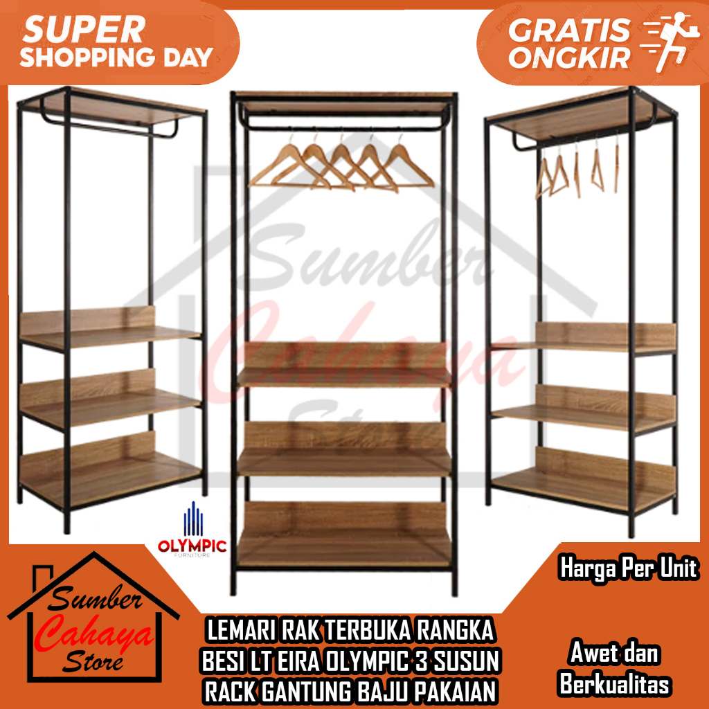 Jual [Instant] LEMARI RAK TERBUKA RANGKA BESI LT EIRA OLYMPIC 3 SUSUN ...
