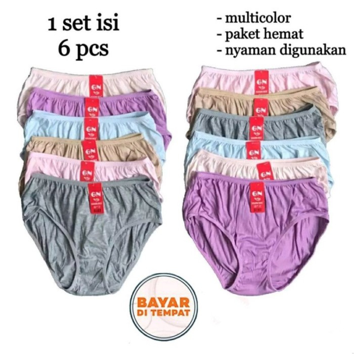 Jual CD Celana Dalam Wanita Dewasa Underwear Ru Liang Bahan Katun Ukuran M L XL set isi 6 Pcs ...