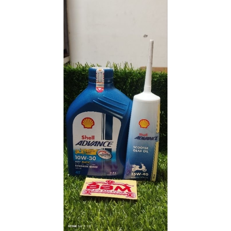 Jual oli shell ax7 matic 10w-30 0.8L + gear oil shell 15w-40 120ml ...
