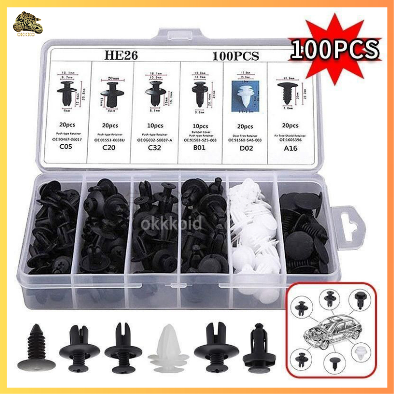 Jual 100pcs / Universal Klip Bumper Baut Body Plastik Mobil / Push ...