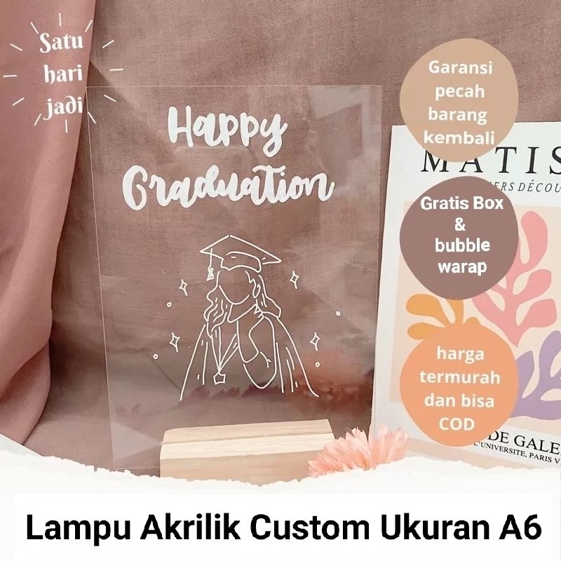 Jual Lampu Akrilik Custom A6 Kado Hampers Gift Box Lettering Ulang ...