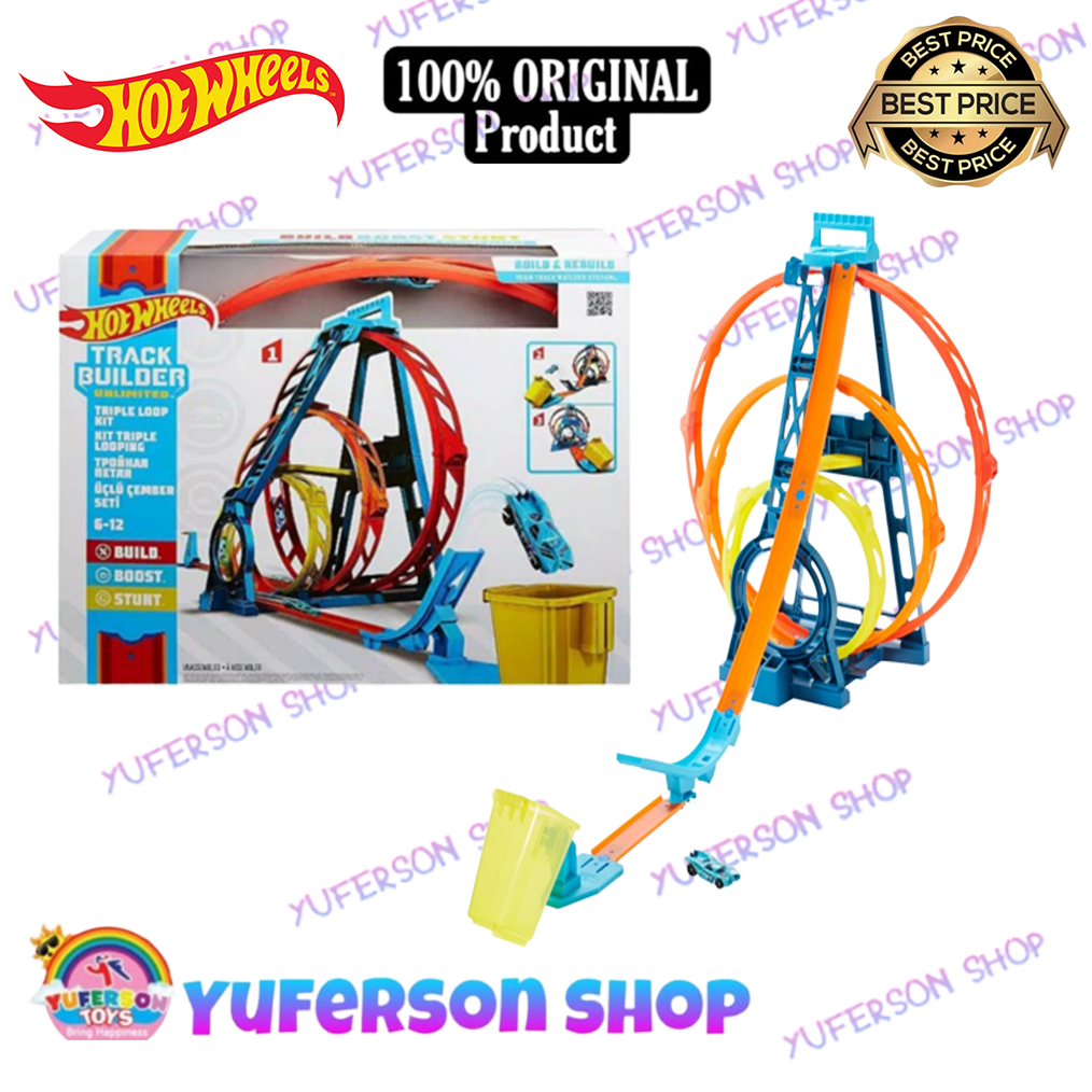 Jual Hot Wheels Track Builder Triple Loop Kit | Shopee Indonesia