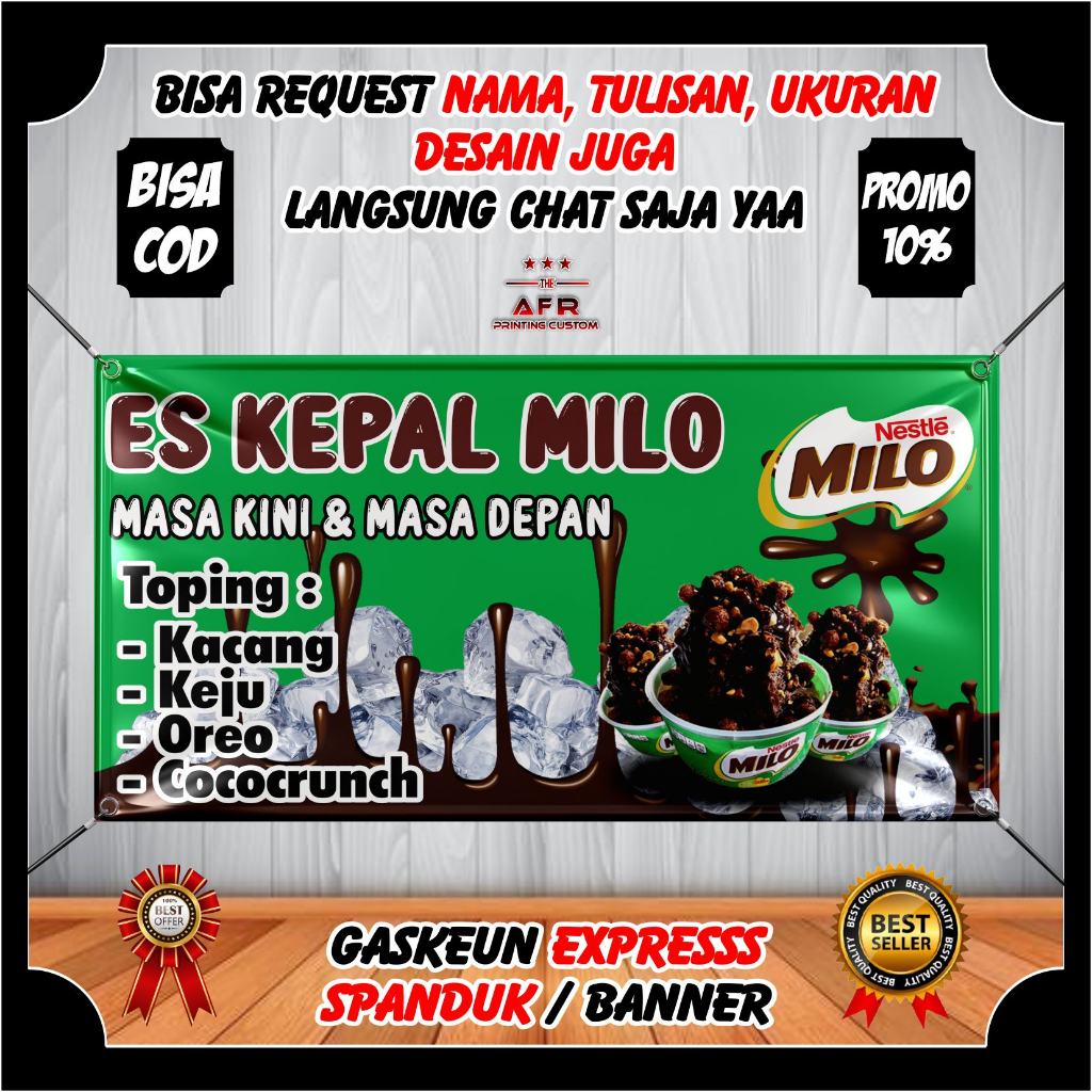 Jual Spanduk Banner Backdrop Es Kepal Milo Viral Kekinian Banner Bener ...