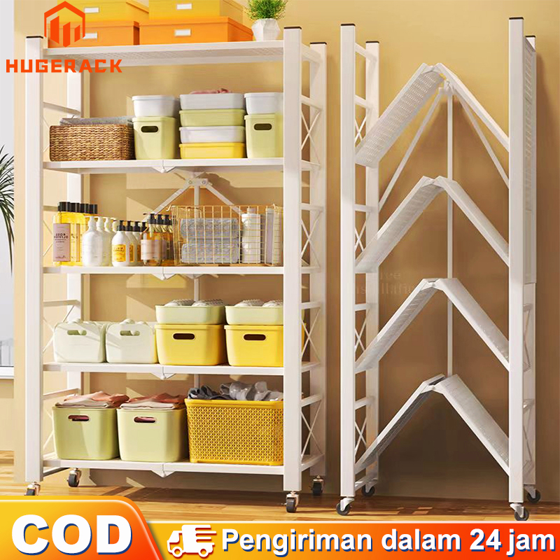 Jual [Tanpa Instalasi ] Rak Dapur Multi-fungsi Rak Lipat Rak besi susun ...