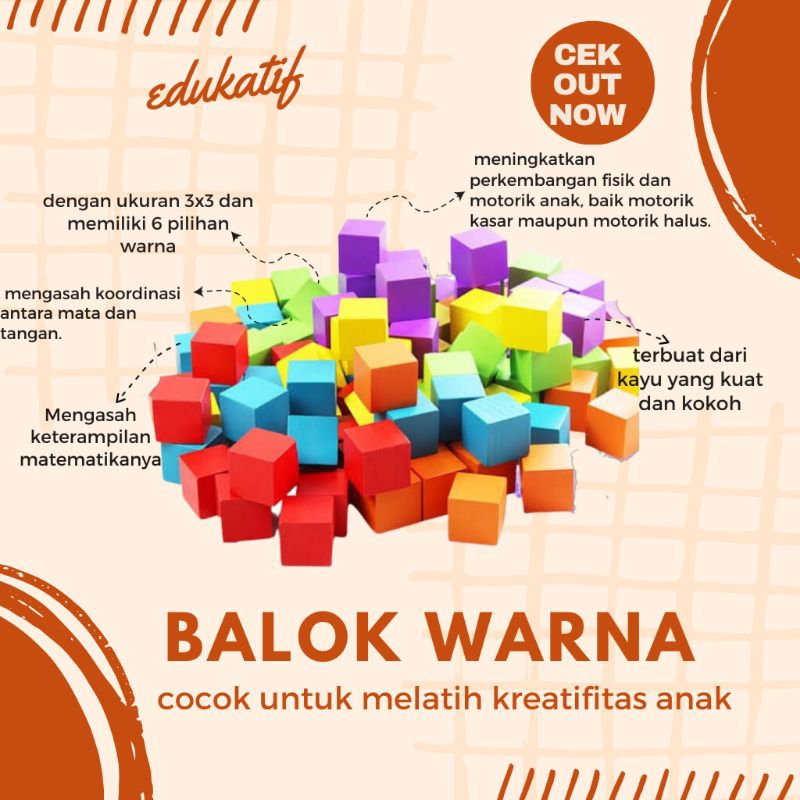 Jual Mainan Edukasi - Mainan Kubus Warna - Wodden Cube Warna / 1Pcs ...