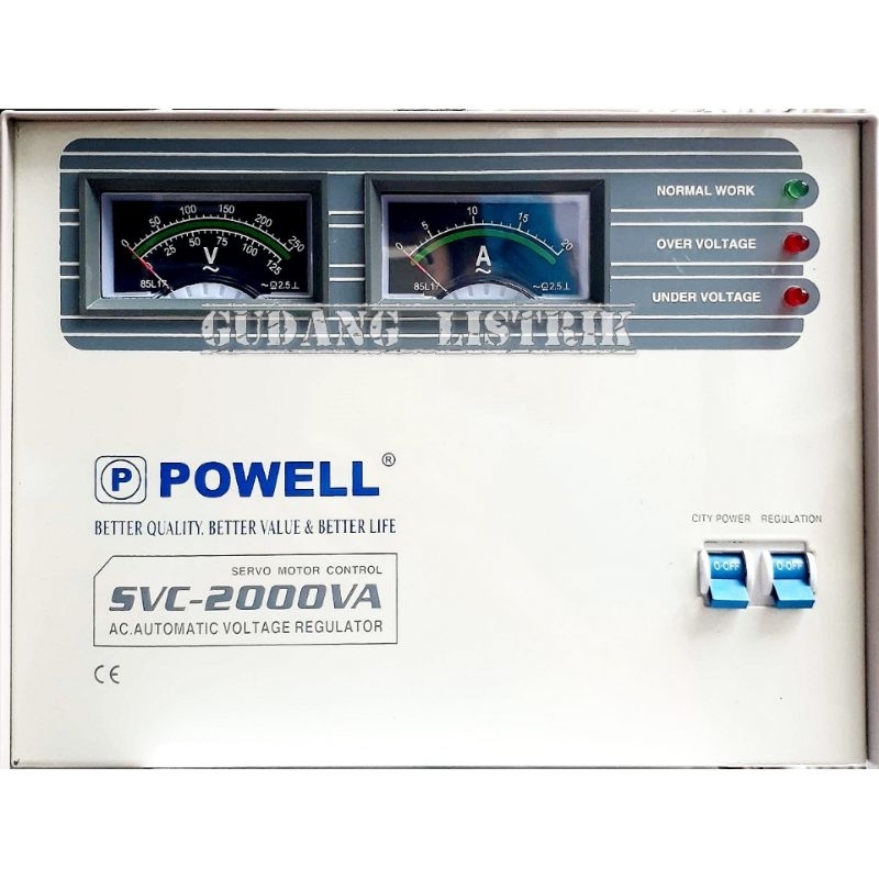 Jual Stabilizer Listrik POWELL 2000 Watt Stavol SVC-2000VA Penstabil ...