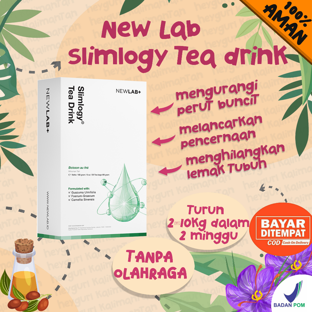Jual New Lab TEH DIET pelangsing DETOKS NEWLAB new lab Slimlogy green ...